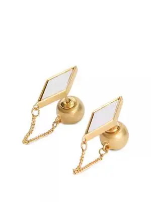 JIL SANDER Argyle-pattern Chain-detail Earrings