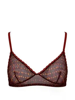 LAURA URBINATI Geometric-print Sheer Bra - Red