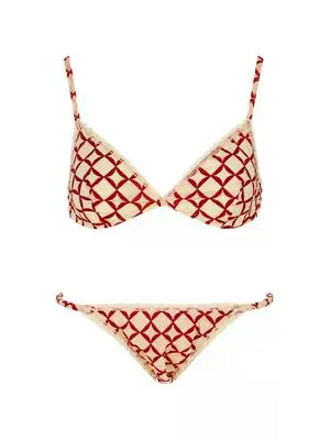 LAURA URBINATI Geometric-print Lace-trim Bra