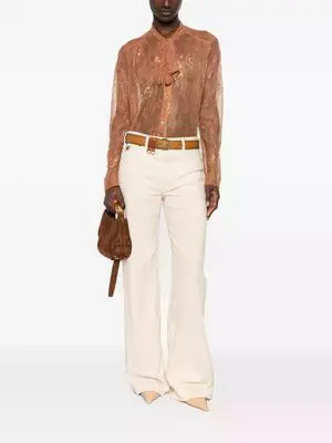 FORTE_FORTE Lace Pussy-bow Shirt - Brown