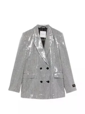 ERMANNO FIRENZE Sequin-embellished Double-breasted Blazer - Grey