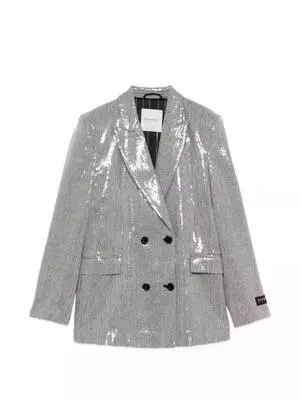 ERMANNO FIRENZE Sequin-embellished Houndstooth Blazer - Grey