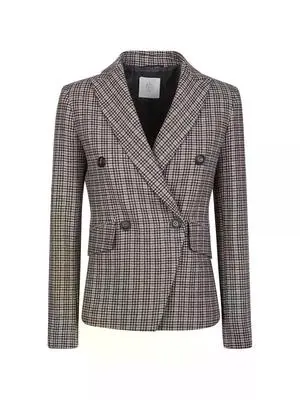 Eleventy Houndstooth Double-breasted Blazer - Brown