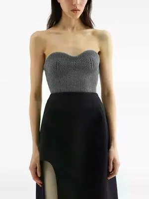 JIL SANDER Ribbed-knit Sweetheart Bustier