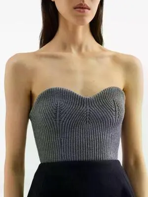 JIL SANDER Ribbed-knit Sweetheart Bustier