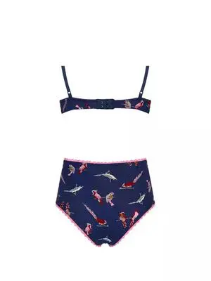 LAURA URBINATI Bird-print Scalloped-trim Bra