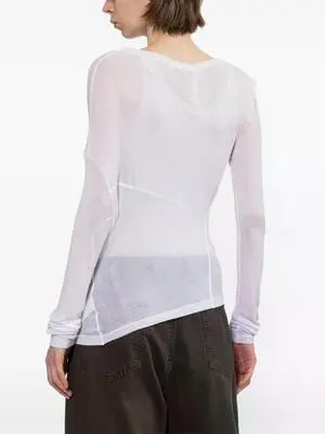 Helmut Lang Twisted Long-sleeve Sheer Top - White