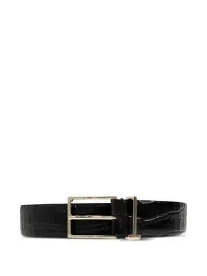 TOM FORD Leather Croc-effect Belt - Black