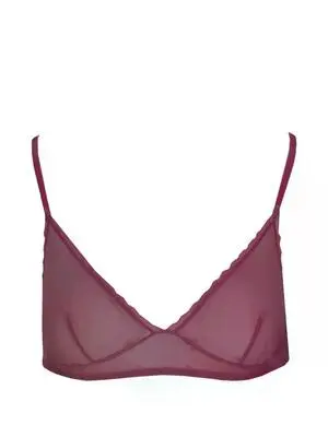 LAURA URBINATI Scalloped-edge Sheer Bra - Red