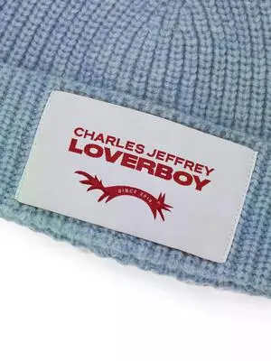 CHARLES JEFFREY Logo-patch Ribbed-knit Beanie Hat