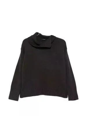 ANNE CLAIRE Roll-neck Ribbed-trim Wool Sweater - Brown