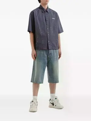 Off-White Diagonals Print Denim Shorts