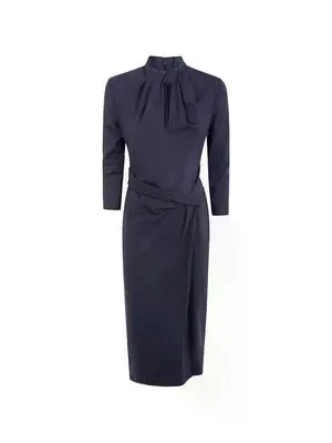 Giorgio Armani Gathered Knotted Neck Midi Dress