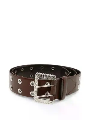 Toga Engraved Metal-plaque Leather Belt - Brown