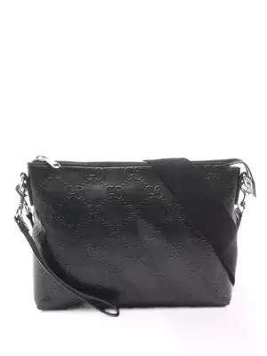 Gucci Gg Embossed Calf Leather Messenger Bag - Black