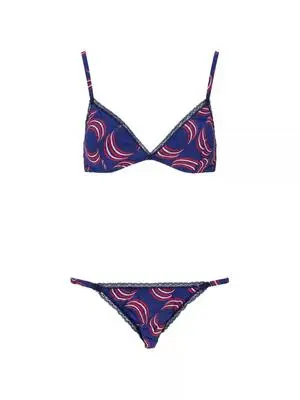 LAURA URBINATI Graphic-print Lace-trim Briefs