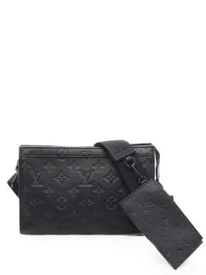 LOUIS VUITTON Monogram Shadow Gaston Shoulder Bag - Black