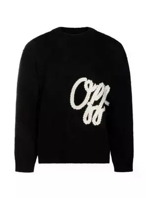 Off-White Logo-embroidered Crew-neck Sweater - Black