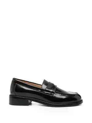 Furla College Logo-plaque Leather Loafers - Black