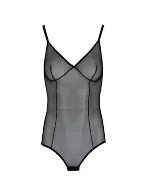 LAURA URBINATI Mesh-panelled Bodysuit - Black