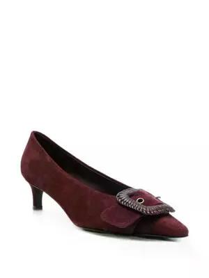 Roberto Festa Buckle-detail Pointed-toe Leather Heeled Pumps - Red