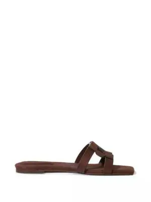 Simkhai Monogram Suede Sandals - Brown