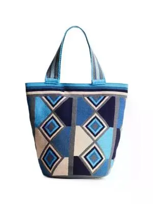 JW Anderson Wayuu Geometric-pattern Shoulder Bag - Blue