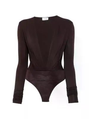Andamane Plunging V-neck Long-sleeve Bodysuit - Red