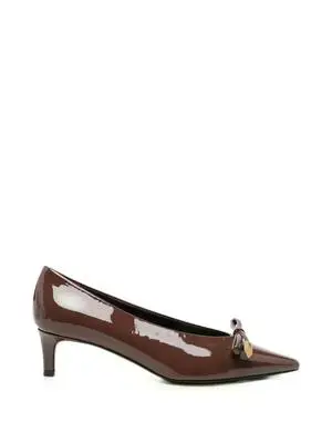 Roberto Festa Bow-detail Patent-finish Leather Heeled Pumps - Brown