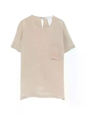 Max Mara Monogram Embroidered T-shirt - Neutrals