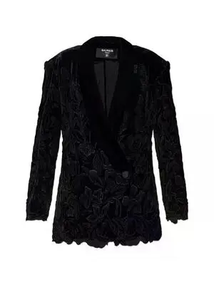 Balmain Floral-embroidered Velvet Blazer - Black
