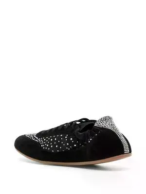 Rene Caovilla Crystal-embellished Lace-up Sneakers