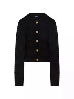 Balmain Sheer-stripe Fitted Cardigan - Black