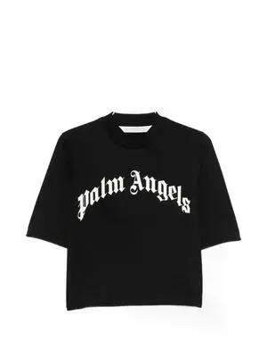 Palm Angels Round-neck Logo-print T-shirt - Black