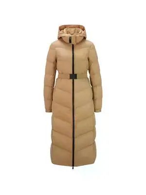 BOSS Belted Hooded Coat - Neutrals