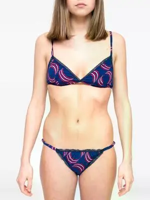LAURA URBINATI Printed Lace-trim Bra