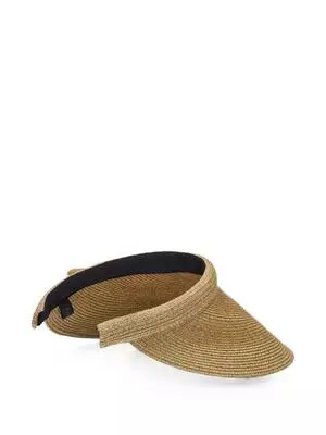 CA4LA Vanessa Bow-detail Pearl-embellished Visor Hat - Neutrals