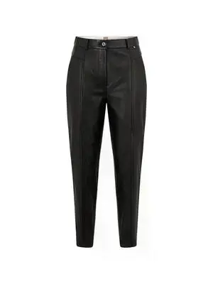 BOSS Seam-detail Leather Trousers - Black