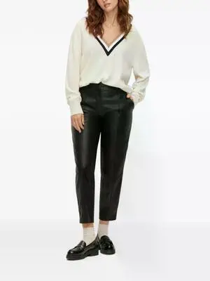 BOSS Seam-detail Leather Trousers