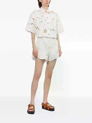Zimmermann Mahon Embroidered Cut-out Shirt - Neutrals