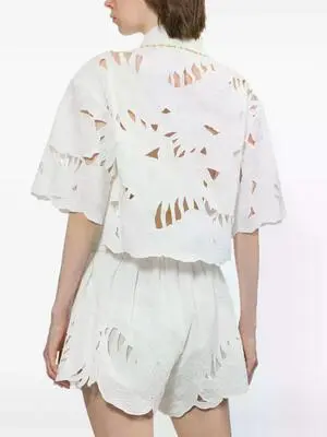 Zimmermann Mahon Embroidered Cut-out Shirt - Neutrals