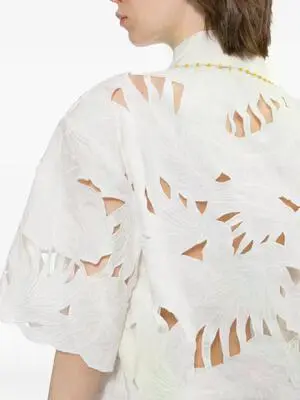 Zimmermann Mahon Embroidered Cut-out Shirt - Neutrals