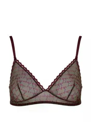 LAURA URBINATI Patterned Tulle Bra - Red