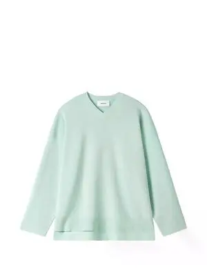ENFOLD V-neck Drop-shoulder Sweater - Green