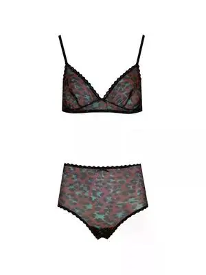 LAURA URBINATI Leopard-print Mesh Bra - Brown