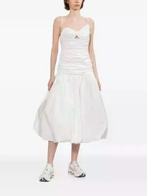 SELF-PORTRAIT Ruched Cut-out Midi Dress - White
