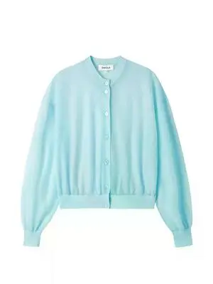 ENFOLD Button-front Fine-knit Cardigan - Blue