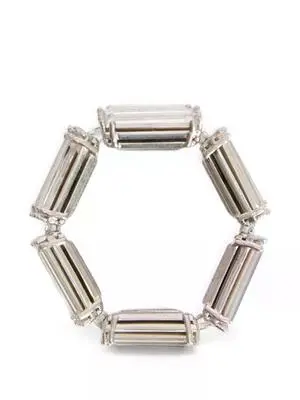 JIL SANDER Crystal-embellished Logo-engraved Ring - Silver