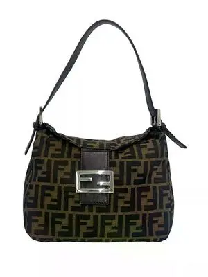 Fendi 2000-2010 Zucca Canvas Double Flap Shoulder Bag - Brown