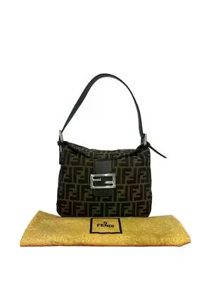 Fendi 2000-2010 Zucca Canvas Double Flap Shoulder Bag